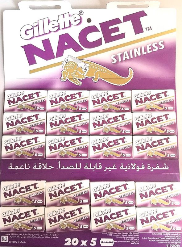 Gillette Nacet Stainless Partaterät, 100 kpl - Vintage Shave
